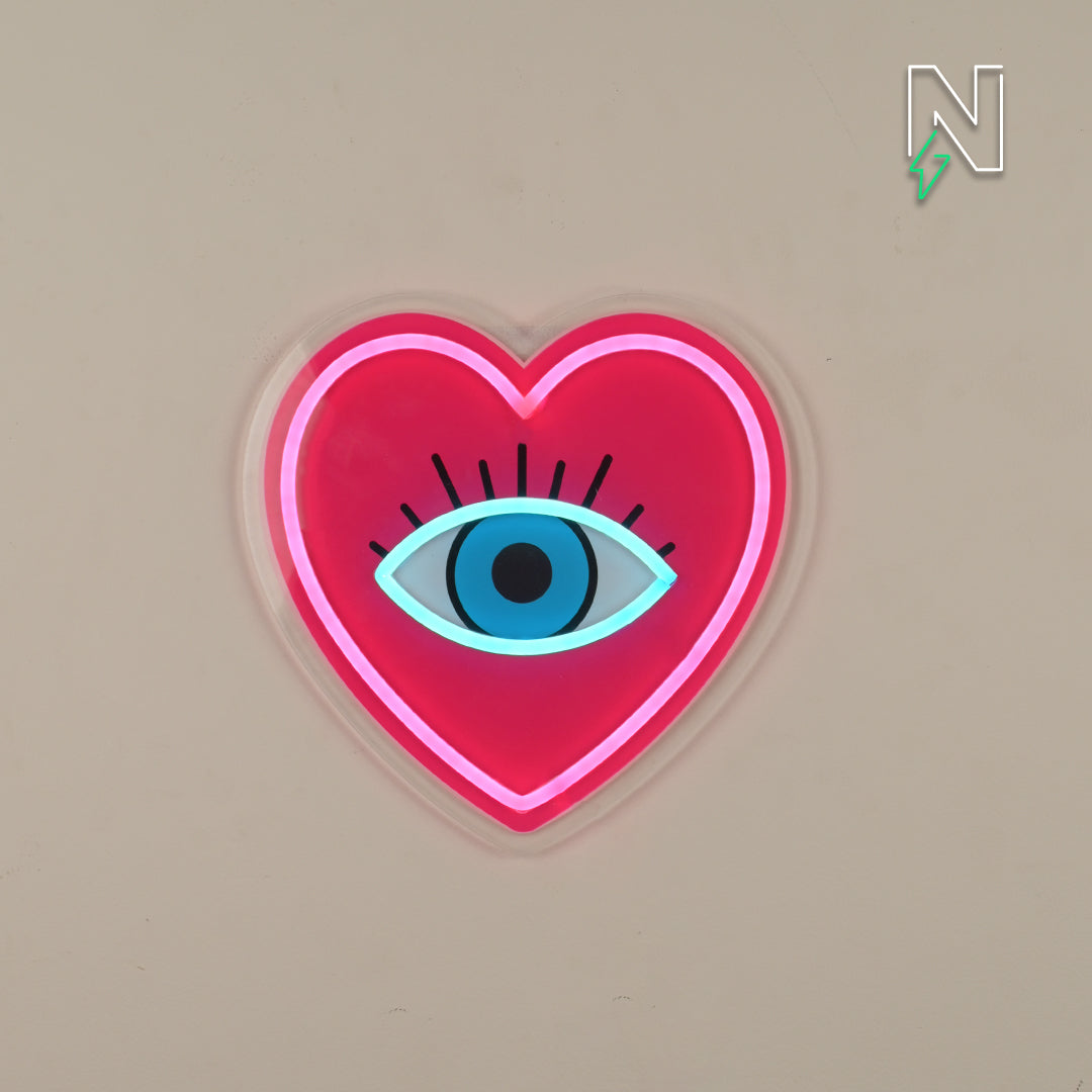 Heart with Evil Eye Neon Sign – Neon Attack