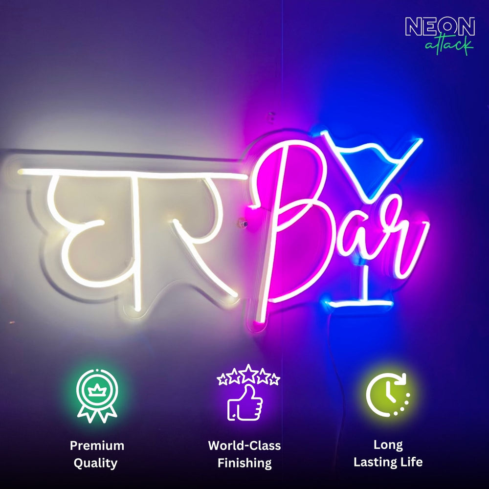 Buy Ghar Bar Neon Light Sign Online at the Best Price | Neon Attack