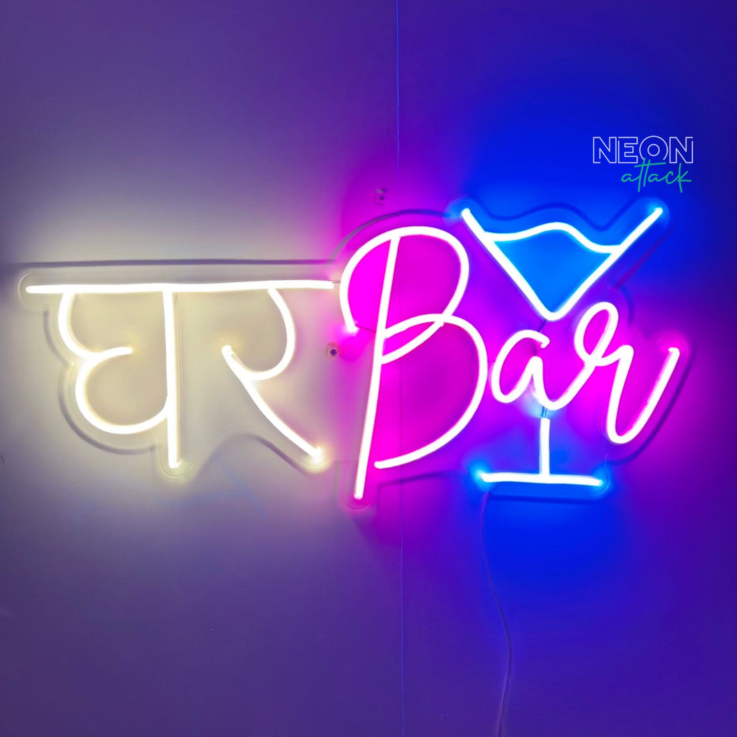 Buy Ghar Bar Neon Light Sign Online at the Best Price | Neon Attack